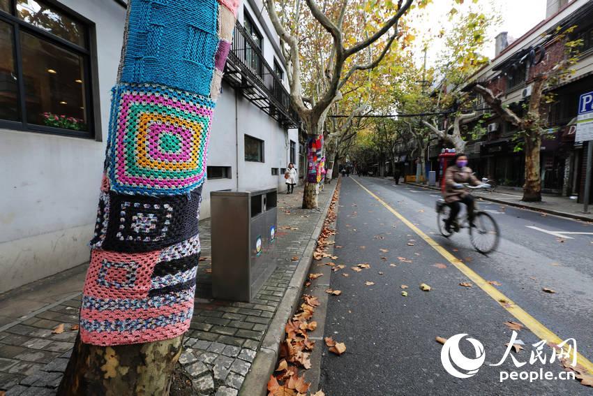 Trees in Shanghai 'wear' sweaters for the winter(3/8)