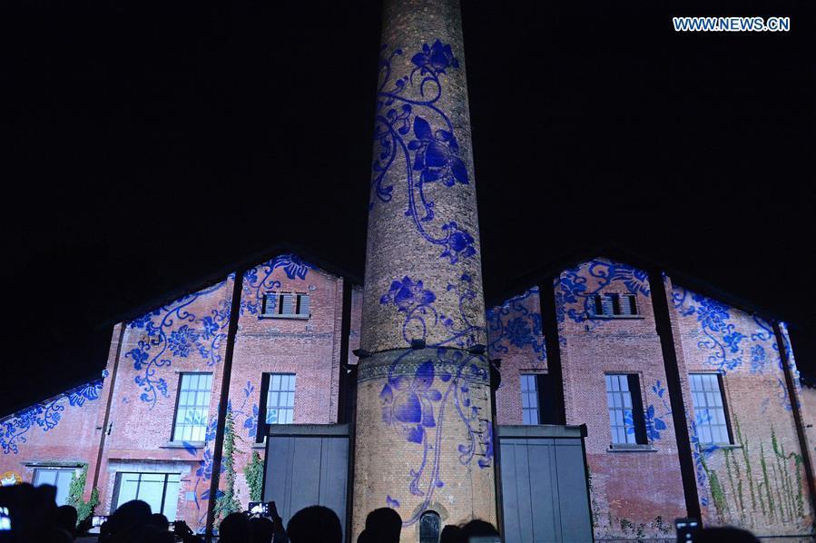 3D visual light show staged in east China's Jingdezhen(1/9)