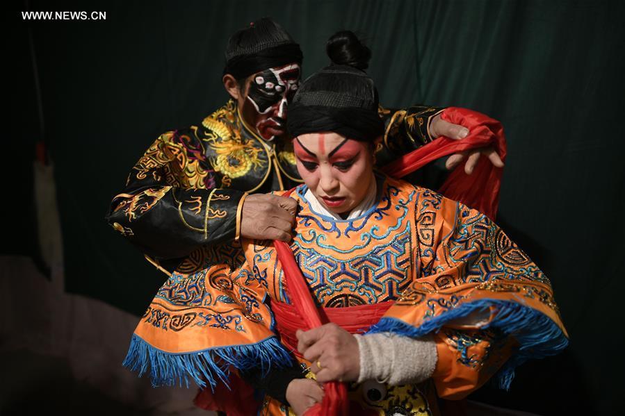 Shaanxi Opera team performs during Spring Festival holidays in NW China ...