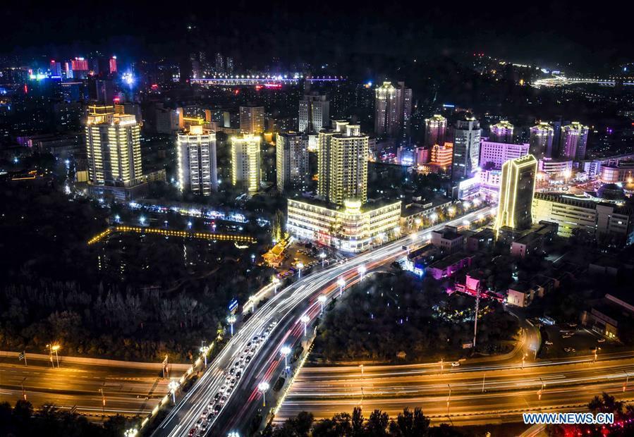 Night view of Urumqi in China's Xinjiang
