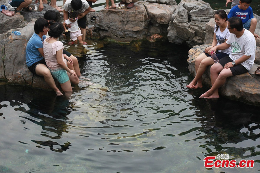 Tourists turn ancient spring in Jinan into feet-washing basin (1/5 ...